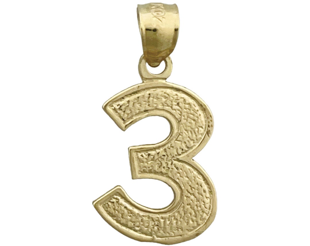 14K Gold Number 3 Charm - Etsy