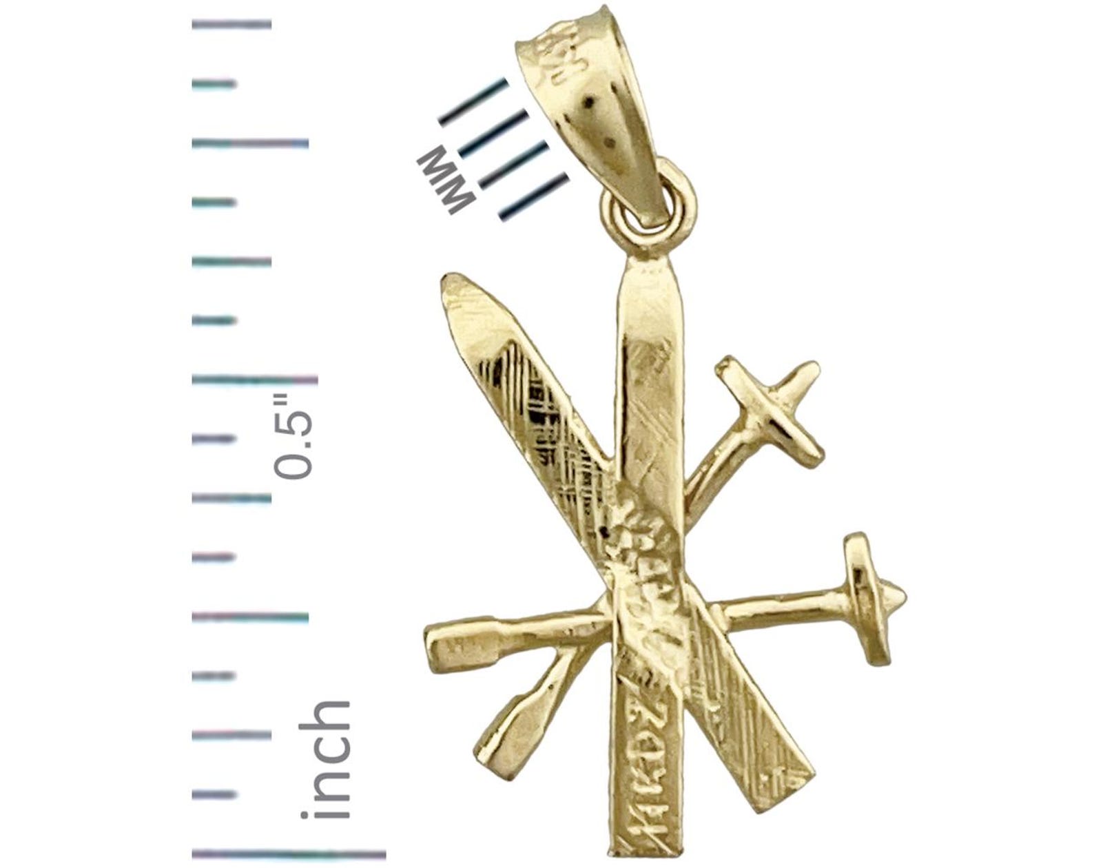 14K Gold 3D Snow Skis and Poles Charm - Etsy