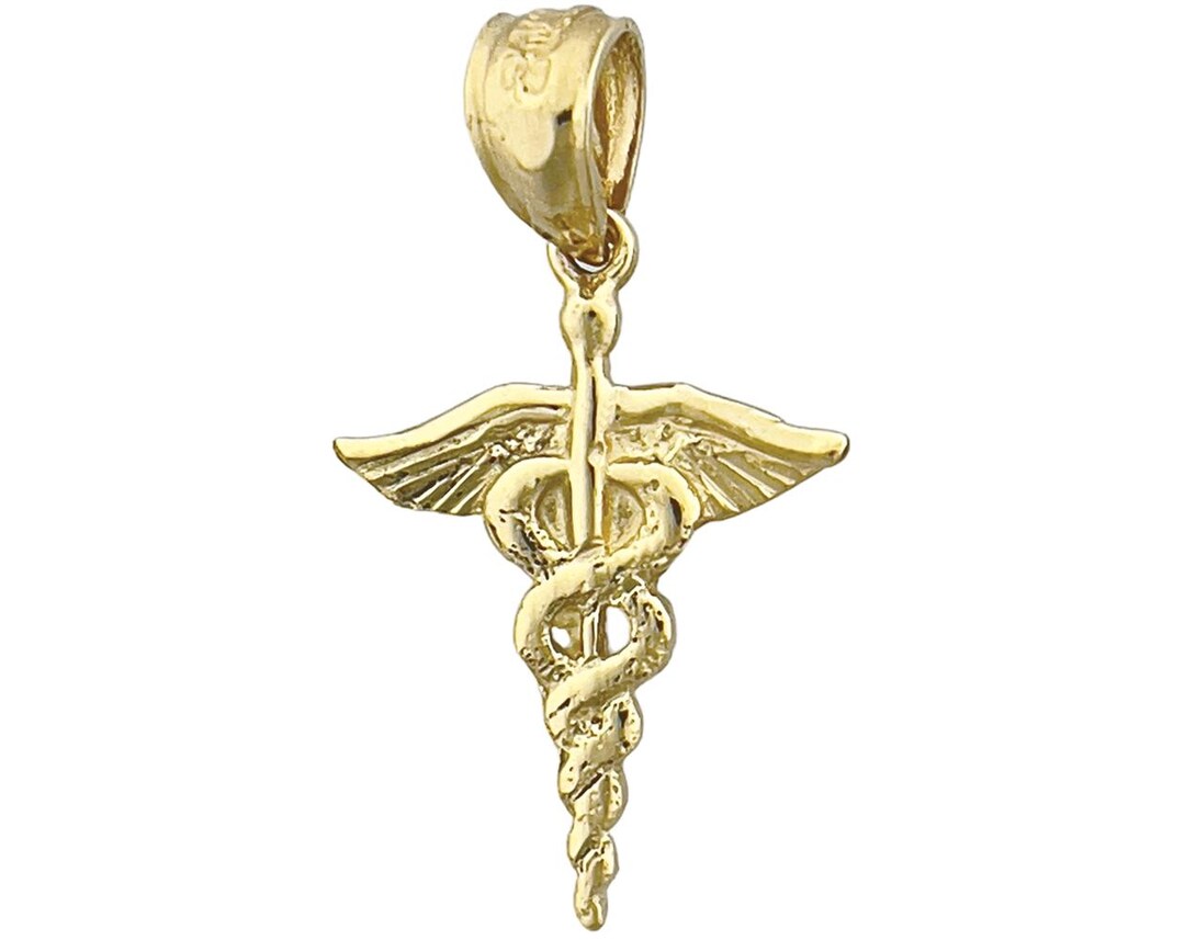 14K Gold Medical Caduceus Charm - Etsy