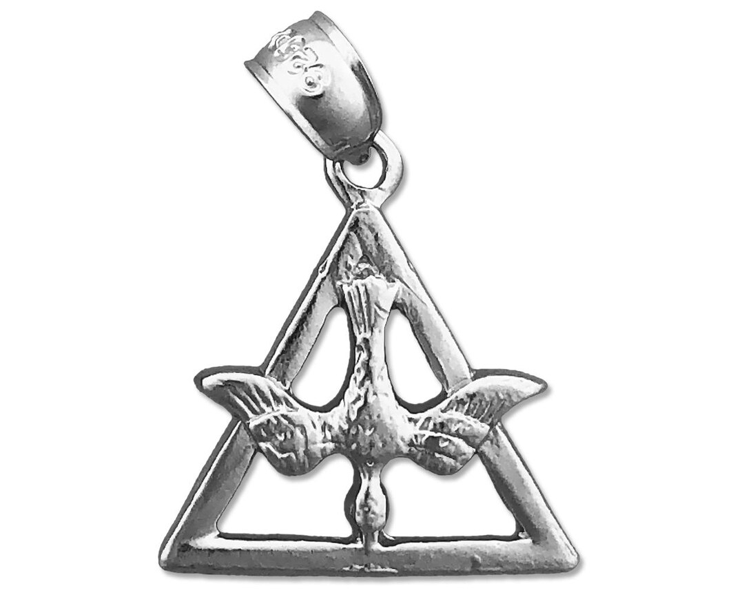 Dije triangular de la paloma del Espíritu Santo en la Trinidad en plata ...