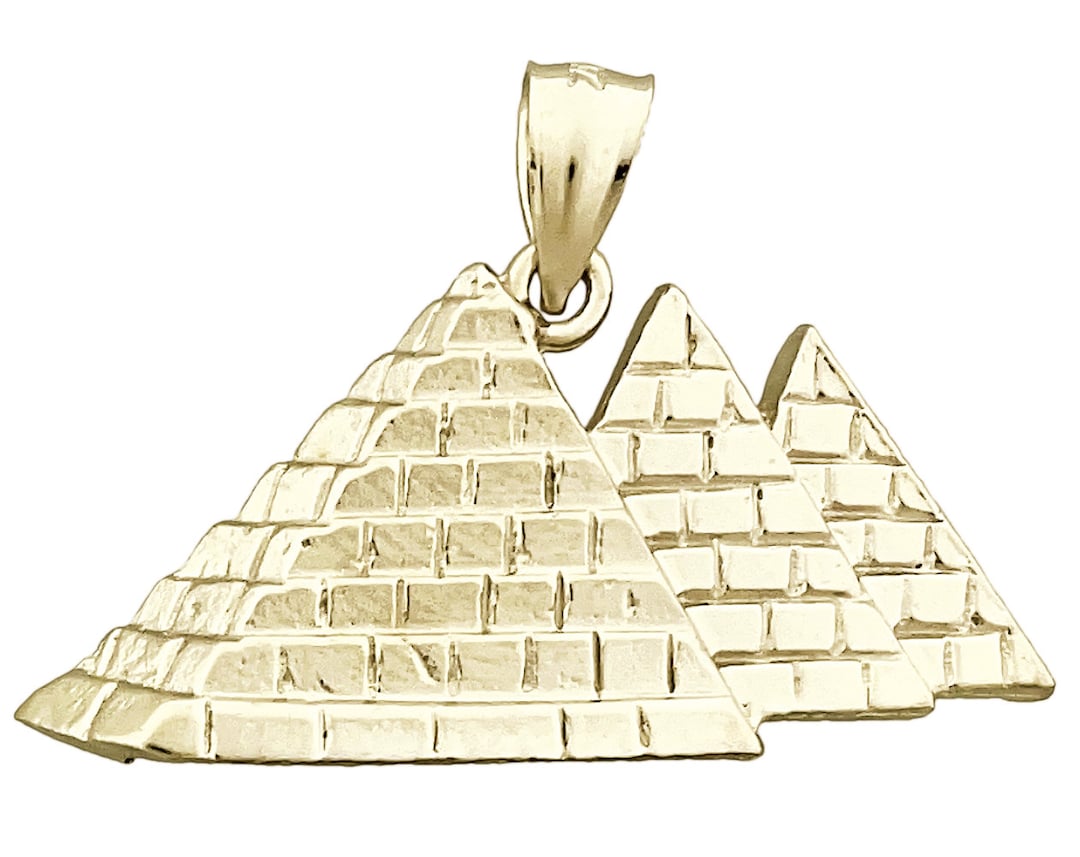 14K Gold Three Egyptian Pyramids Pendant - Etsy