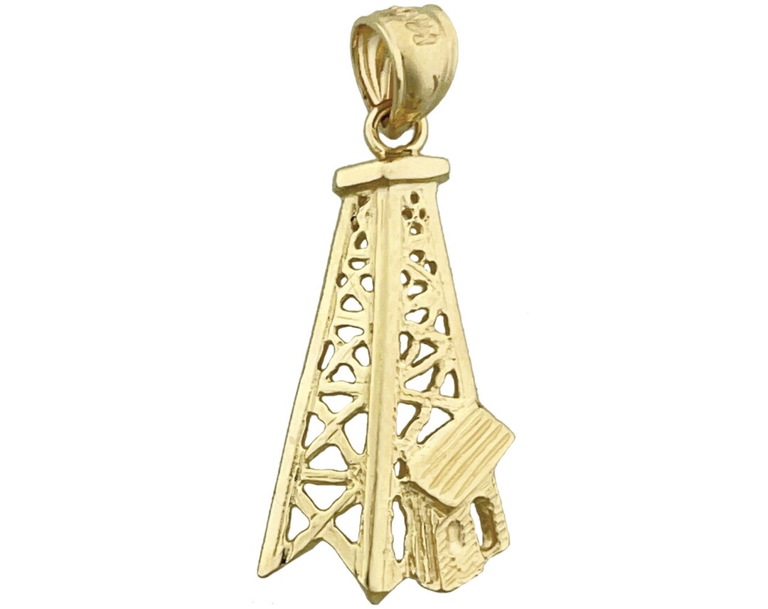 14K Gold Oil Rig Western Charm - Etsy