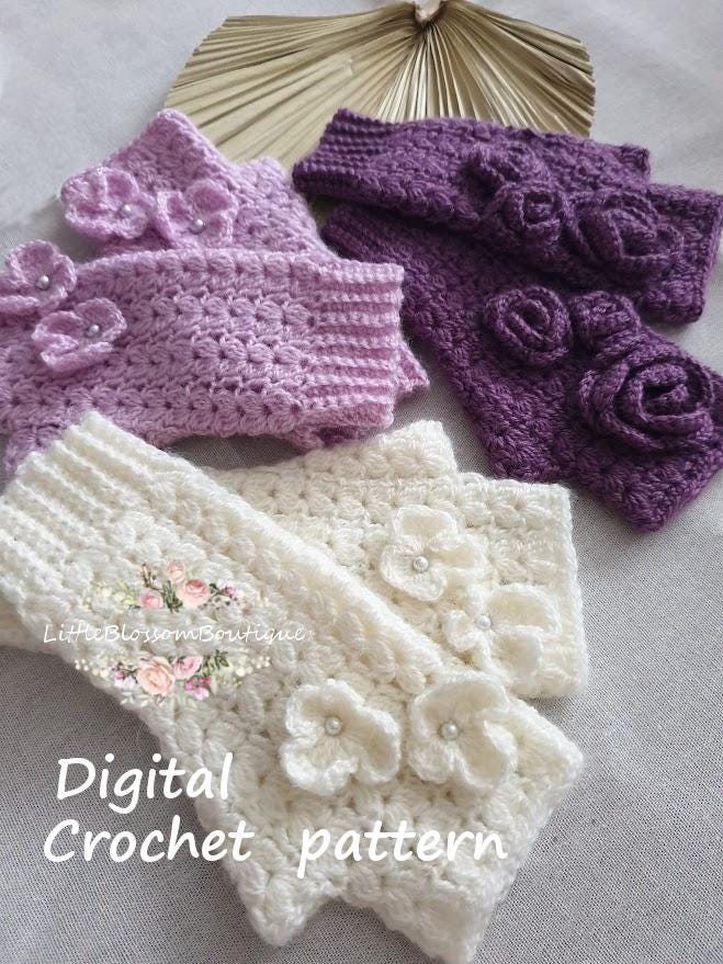 DIGITAL PATTERN Crochet Mittens, Crochet Mittens, Fingerless Gloves ...