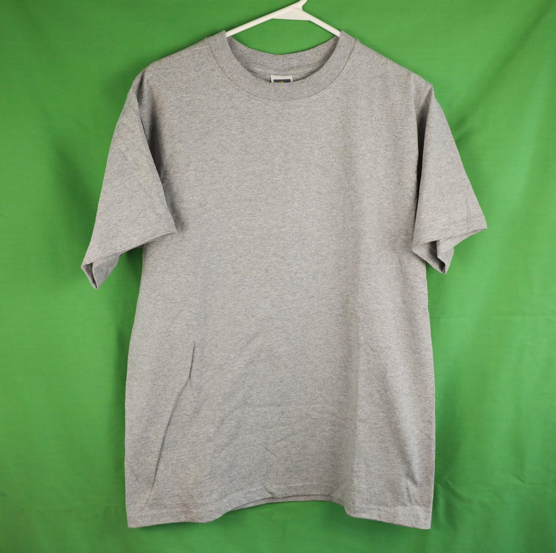 Vintage 90s Anvil Cotton Deluxe T-shirt Gray Medium Sturdy Blank Plain ...