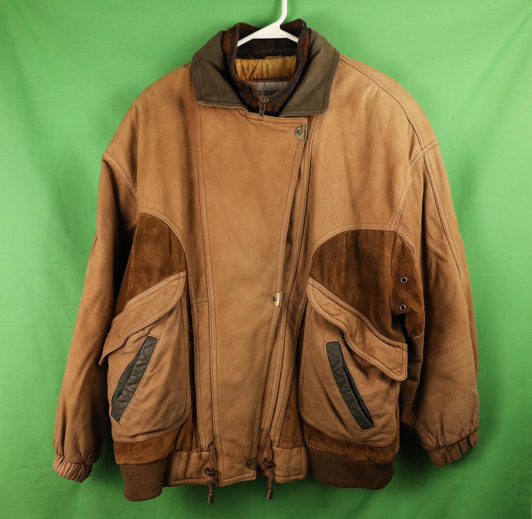 Vintage 80s/90s Charles Klein Leather Jacket Medium Brown / Tan Quilted ...
