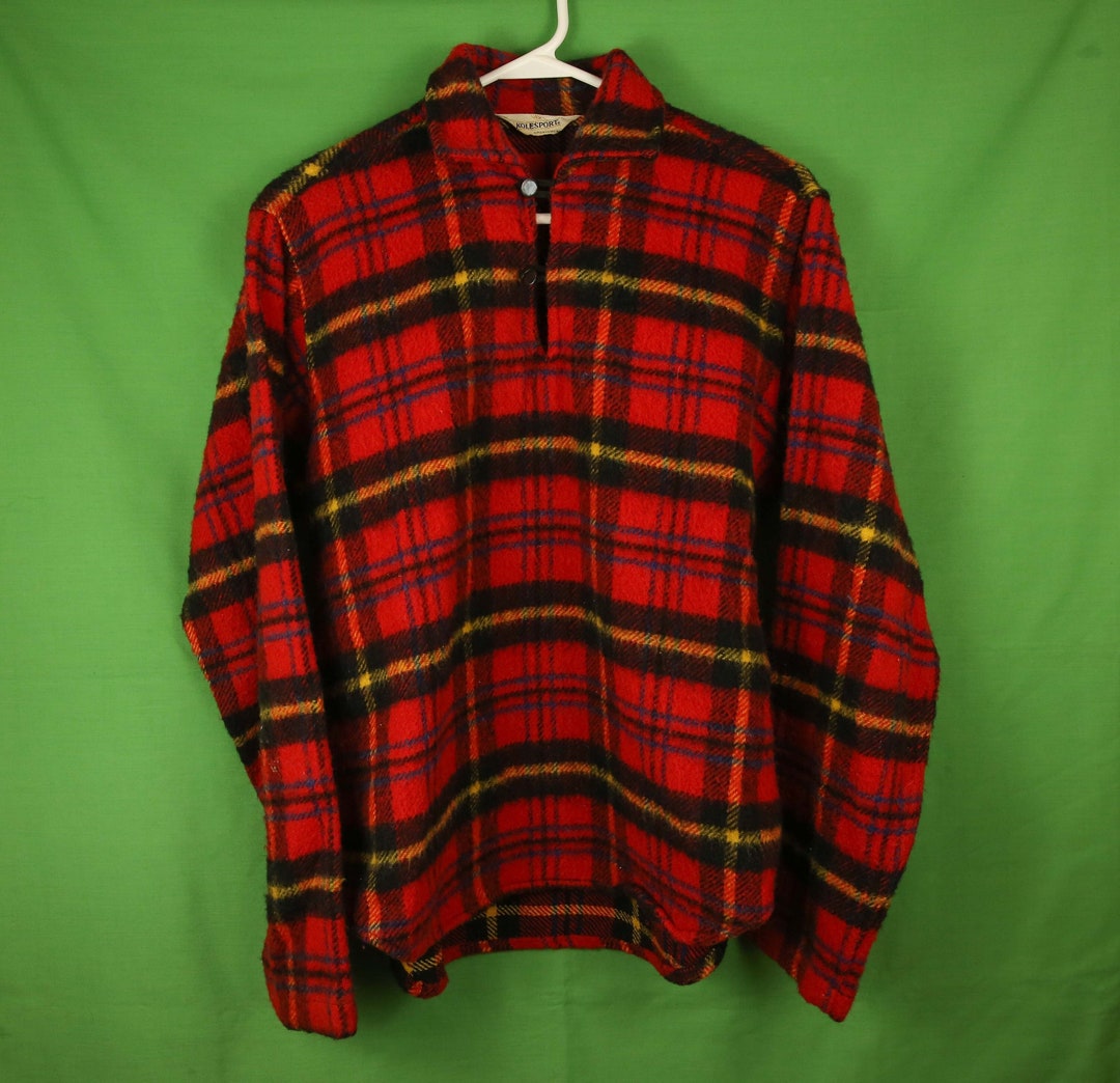 Vintage 50s/60s Kolesport Plaid Wool Pullover Jacket / Pendleton ...