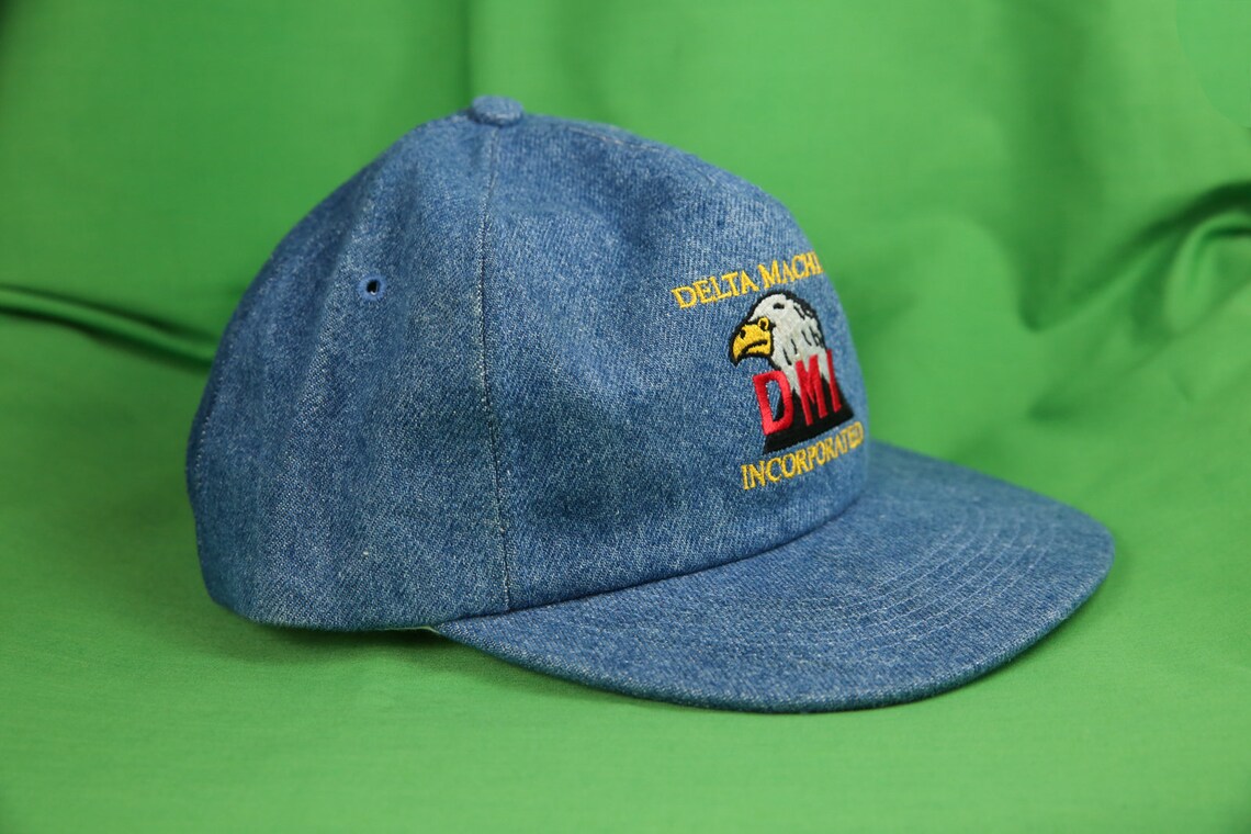 Vintage 80s/90s Delta Machining Denim Snapback 5 Panel Cap Made in USA ...