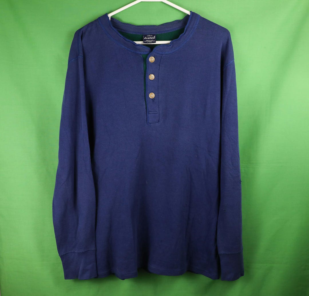 Vintage 90s Duofold Two Layer Henley Thermal Shirt Long Sleeve Medium ...
