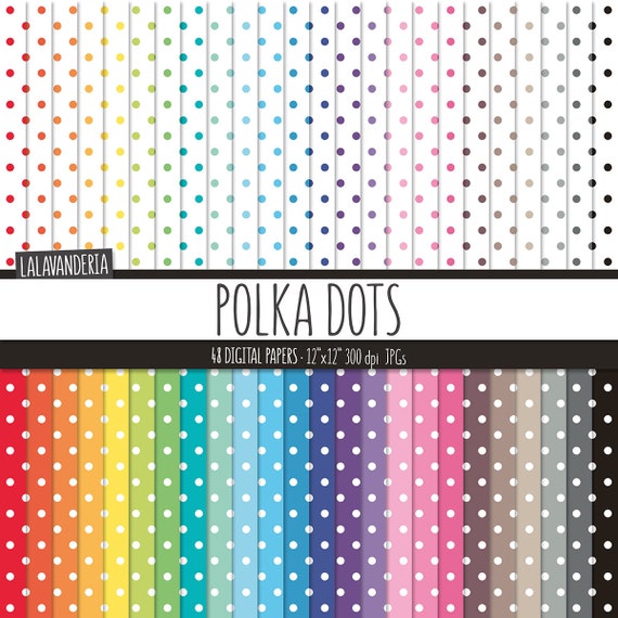 Rainbow Polka Dot Digital Paper Pack. Colorful Dotted | Etsy