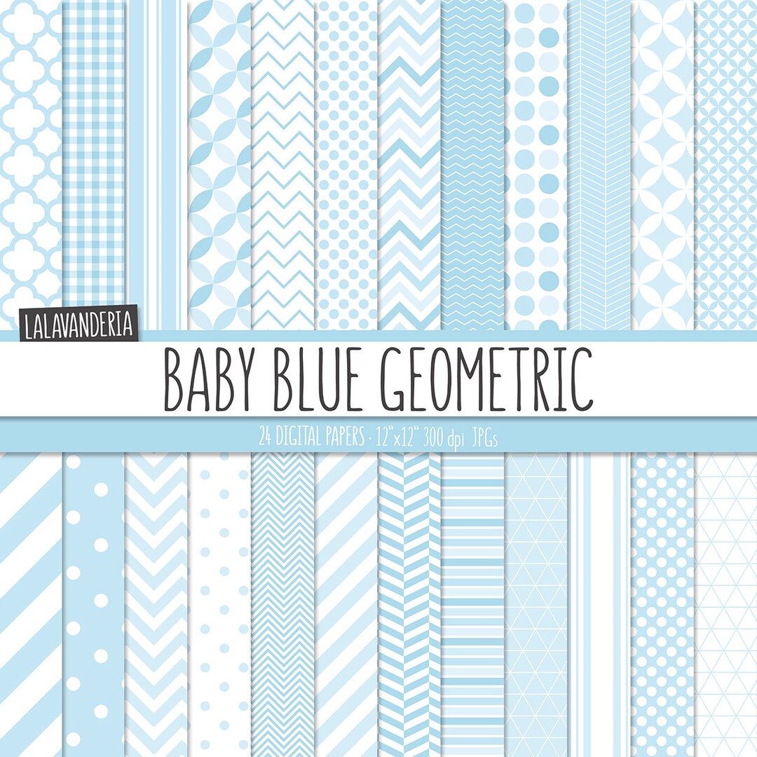 Geometric Digital Paper Pack. Baby Blue Backgrounds. Printable Paper ...