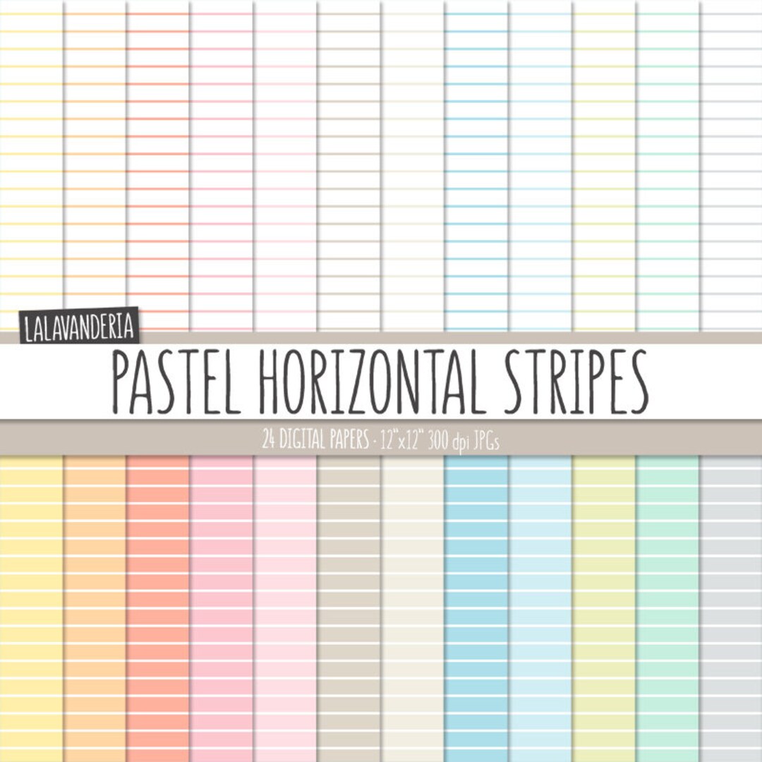 Pastel Stripes Digital Paper Pack. Horizontal Stripes - Etsy
