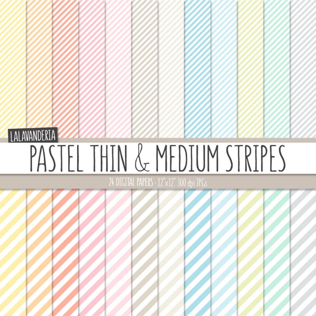 Pastel Stripes Digital Paper Pack. Soft Colors Striped - Etsy