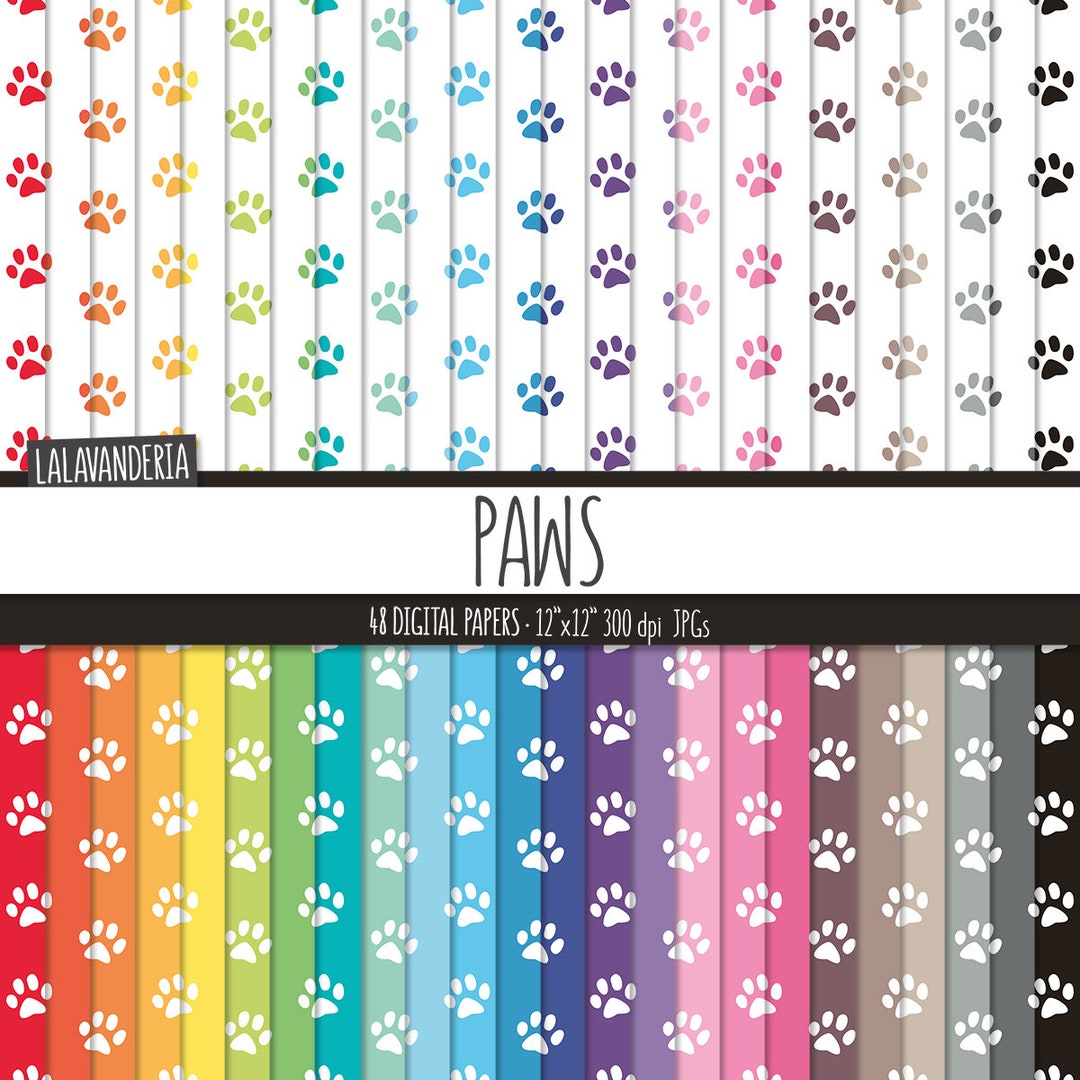 Paws Digital Paper Pack. Rainbow Dog Paws Patterns. Printable - Etsy