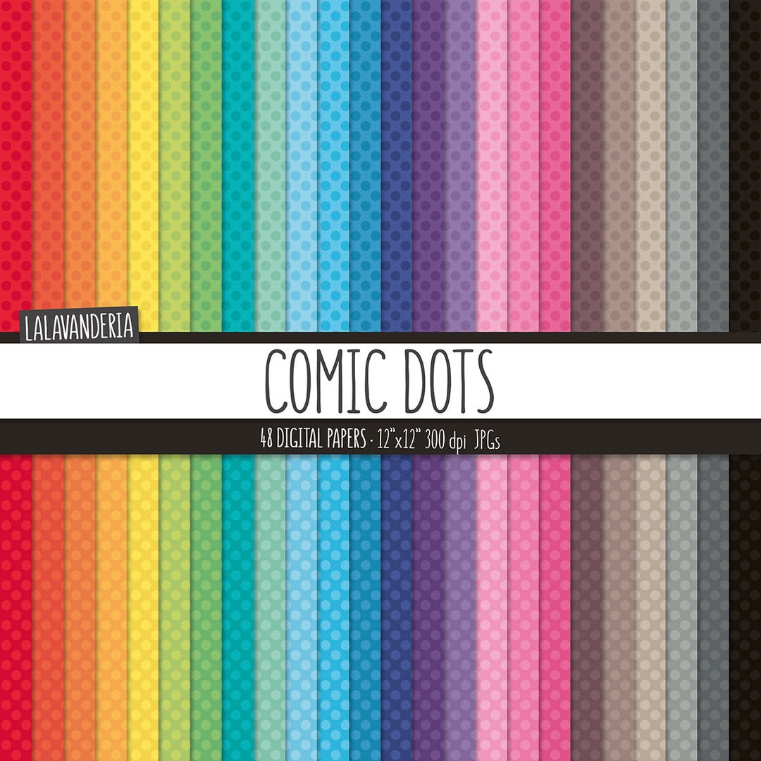 Comic Book Dots Digital Paper Pack. Dotted Backgrounds. Printable ...