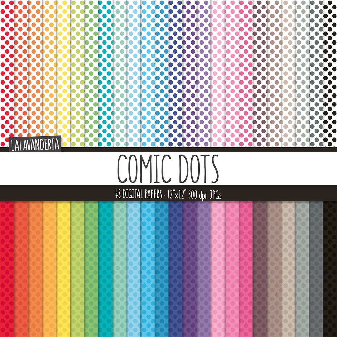 Comic Book Dots Digital Paper Pack. Colorful Dotted Backgrounds ...