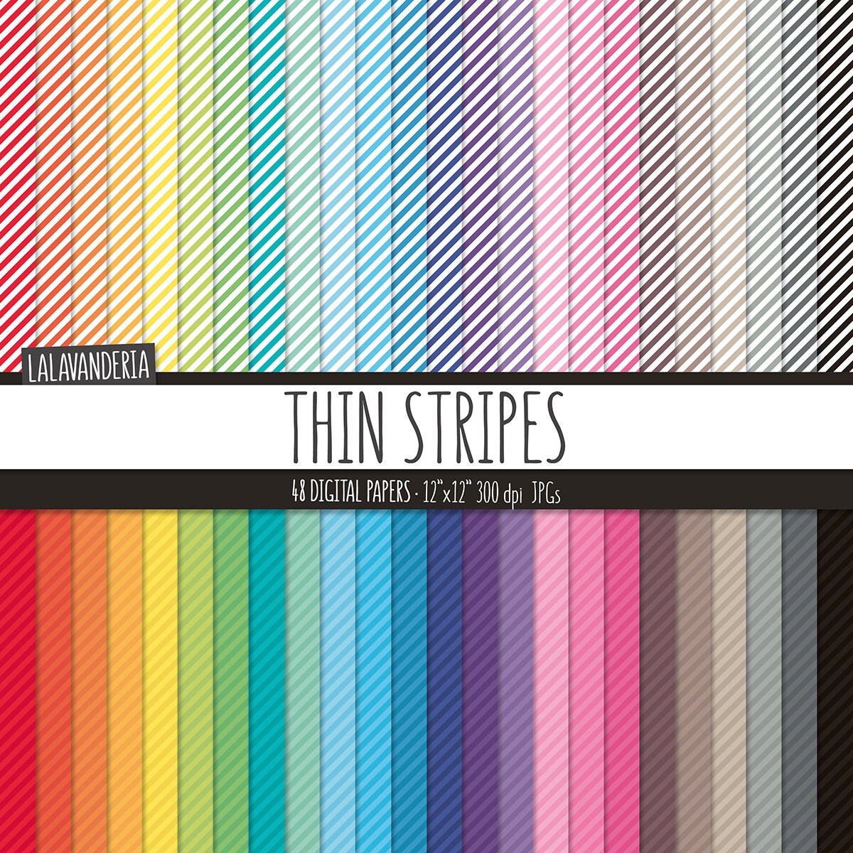 Rainbow Stripes Digital Paper Pack. Colorful Tinted - Etsy