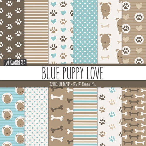 Dog Digital Papers Pet Red and Brown Puppy Dog Theme Paws - Etsy