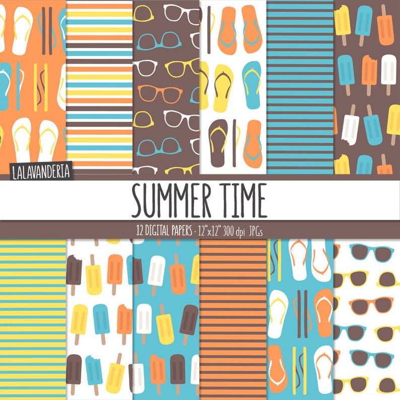 Summer Digital Paper Package With Beach Patterns. Printable - Etsy