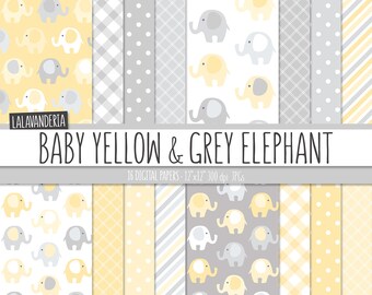 Navy and Grey Baby Elephant Digital Paper Pack INSTANT - Etsy