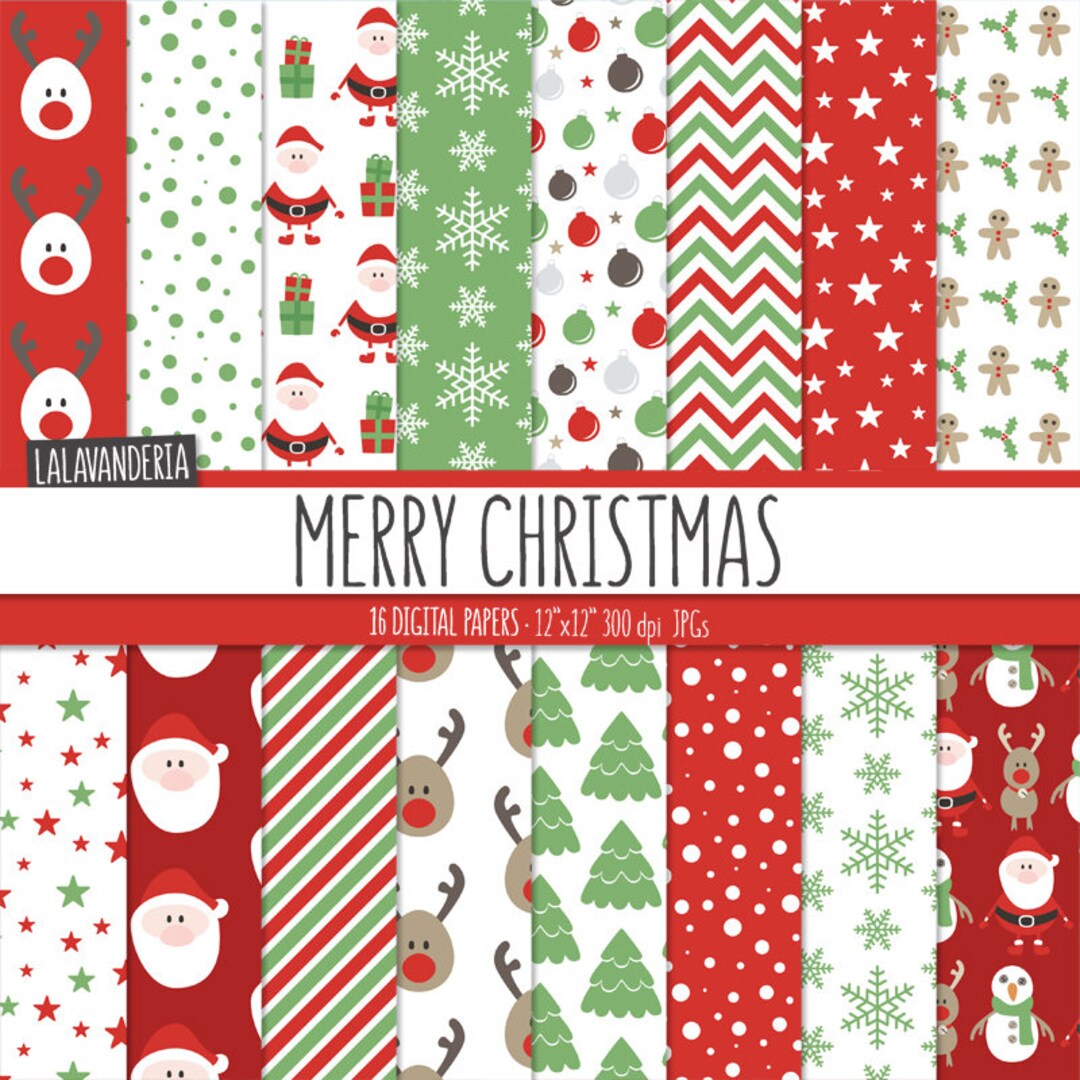 Papel Digital Navidad Fondos Papá Noel Reno Muñeco - Etsy España