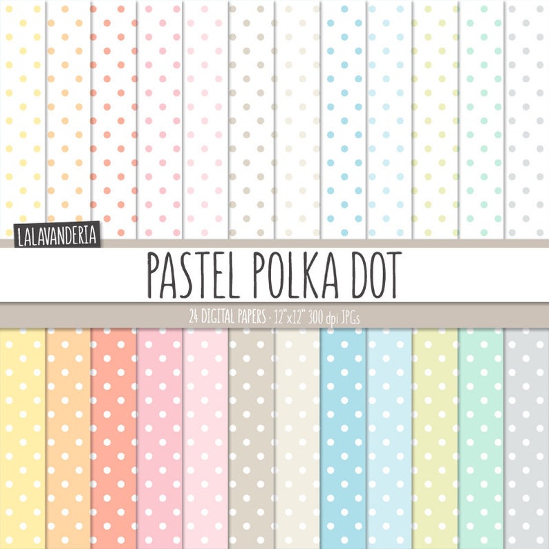 Pastel Polka Dot Digital Paper Pack. Soft Colors Dotted Backgrounds ...