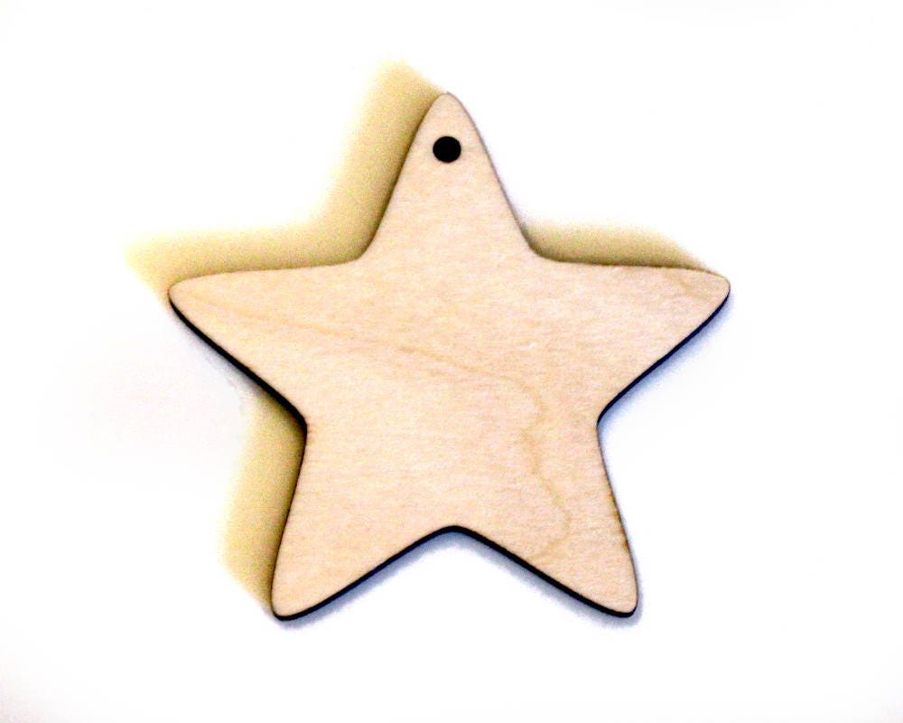 Star Cutout, Wooden, Five Point Star Ornament Blank, Wooden Ornament ...