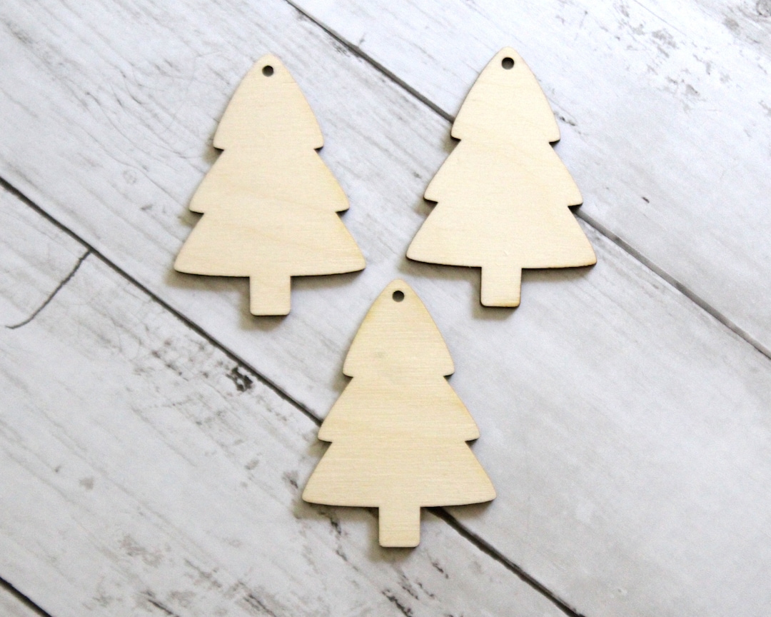 Christmas Tree Cutout, Wooden, Ornament Blank, Paint, Unfinished, 3 ...