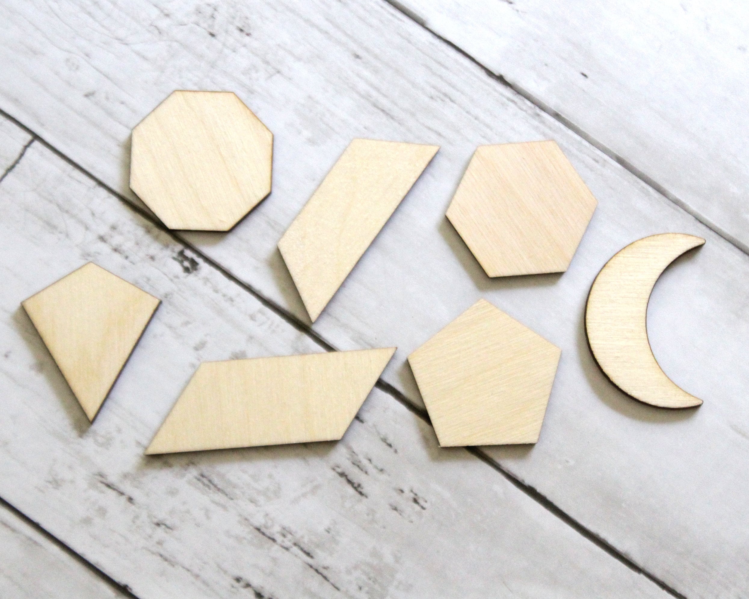 Complex Geometric Shapes, Wooden Set of 7, Montessori Manipulatives ...
