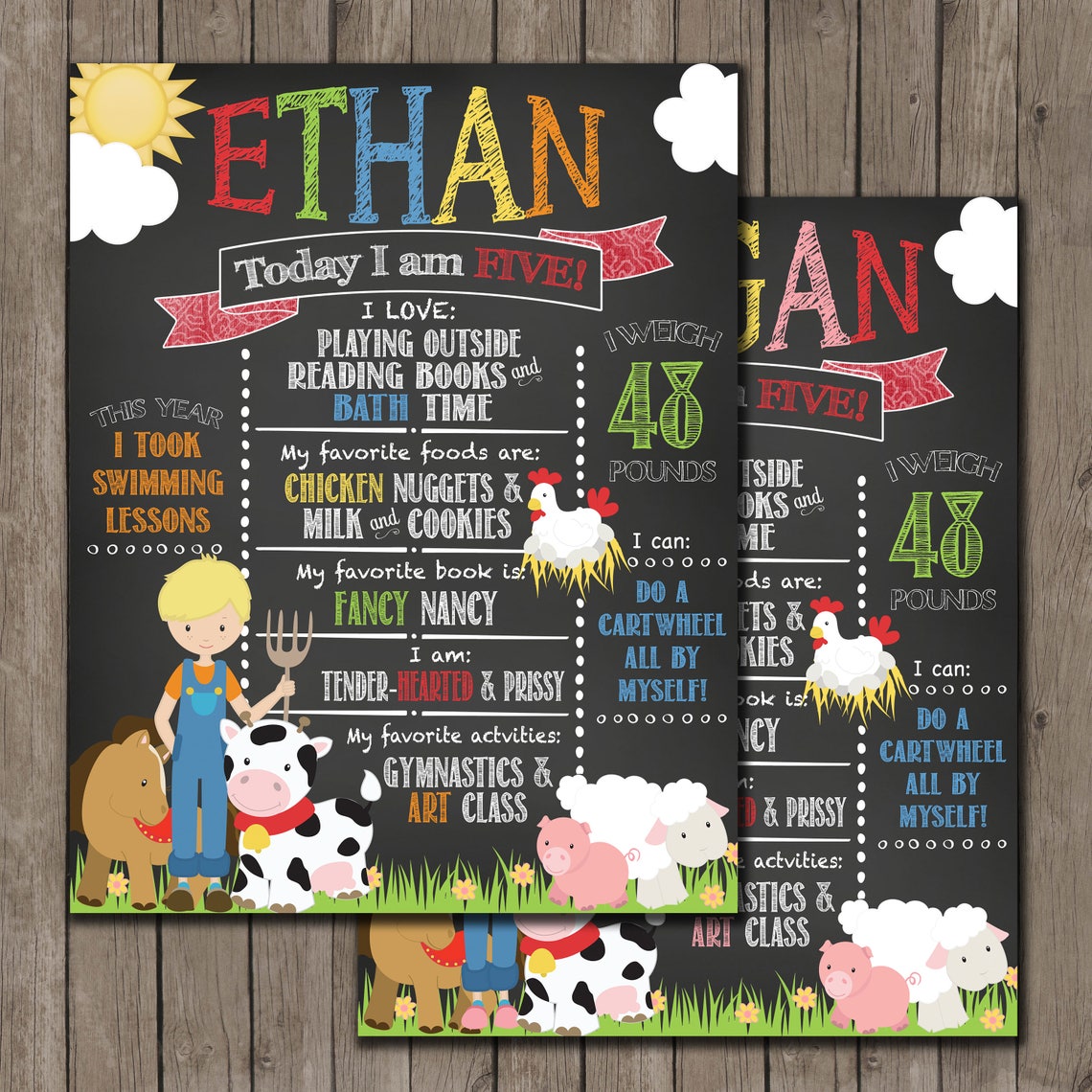 Barnyard Birthday Chalkboard- Printed and Mounted on Art Board - Etsy