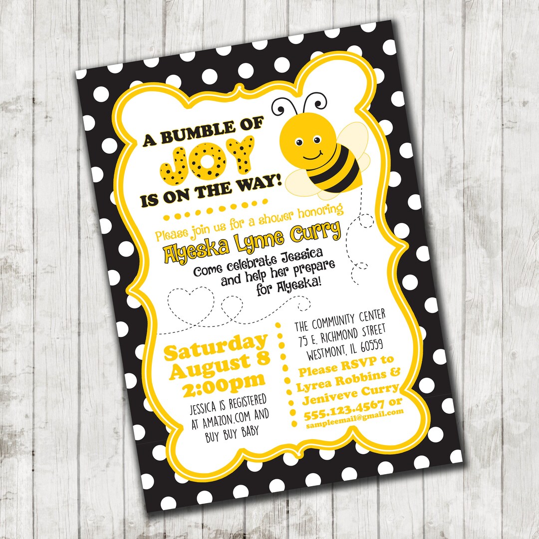 Bumble Bee Baby Shower Invitation- High Resolution Digital File - Etsy