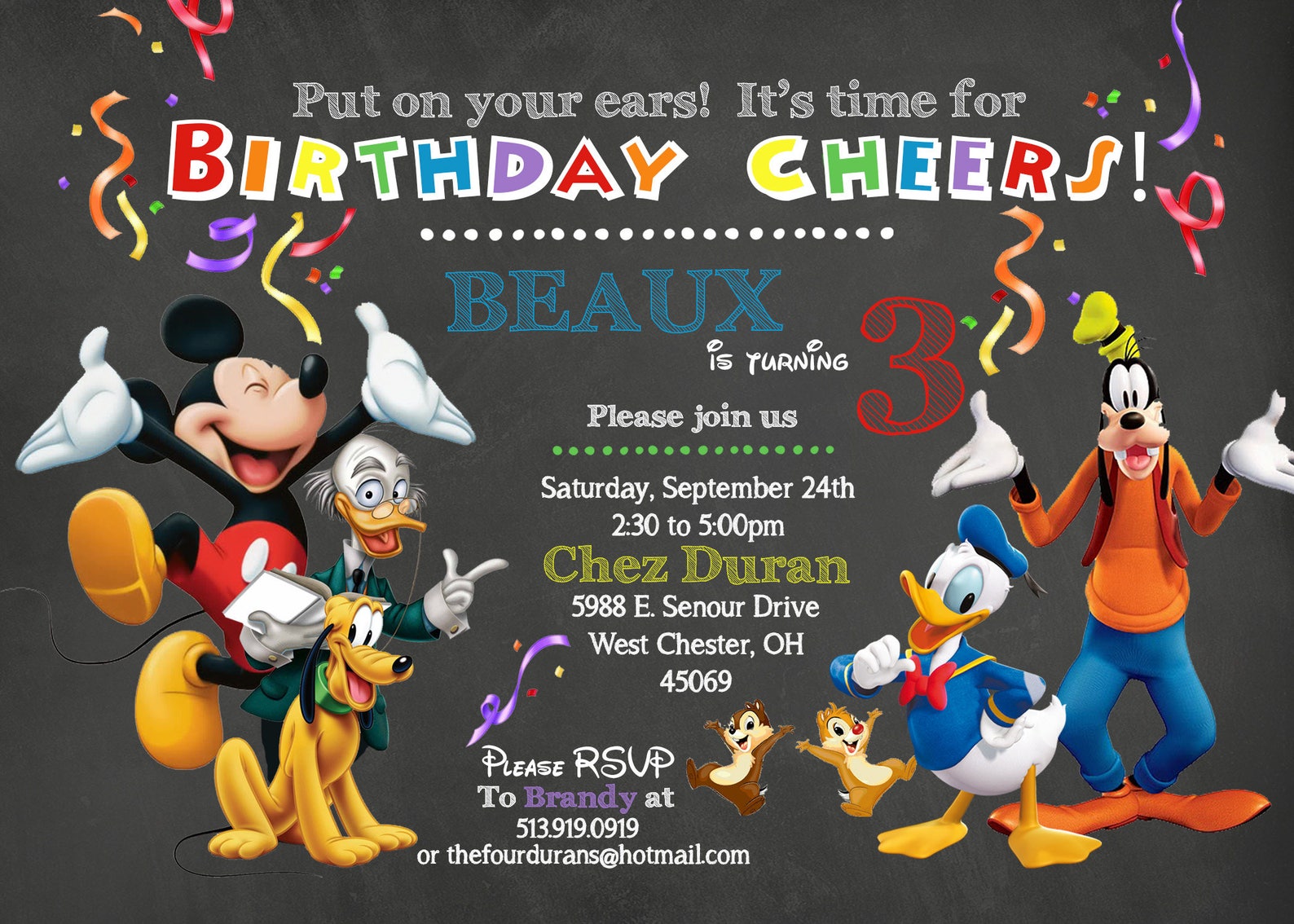 Mickey Mouse Clubhouse Inspired Birthday Invitation High - Etsy