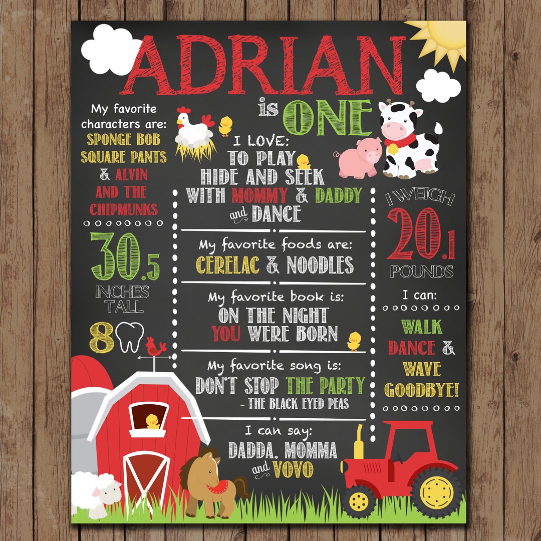 On the Farm- Barnyard- Birthday Chalkboard- High Resolution Digital ...
