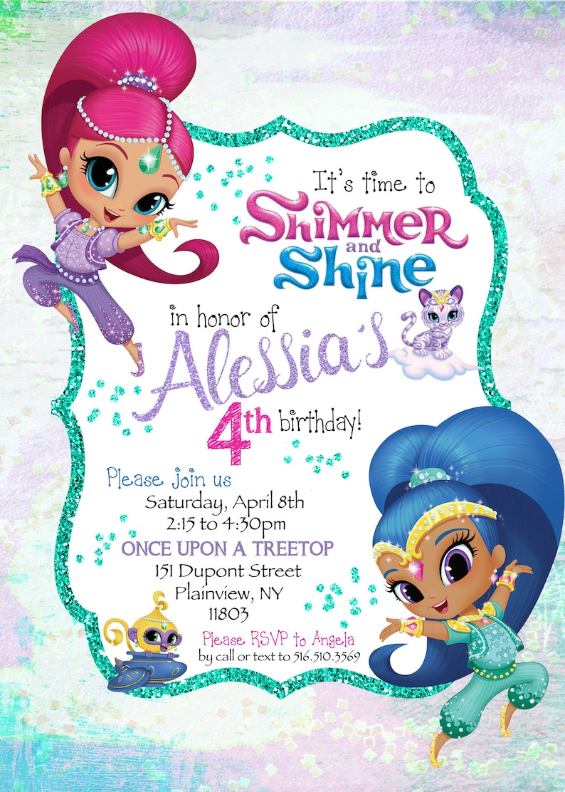 Shimmer and Shine Inspired Birthday Invitation - High Resolution ...