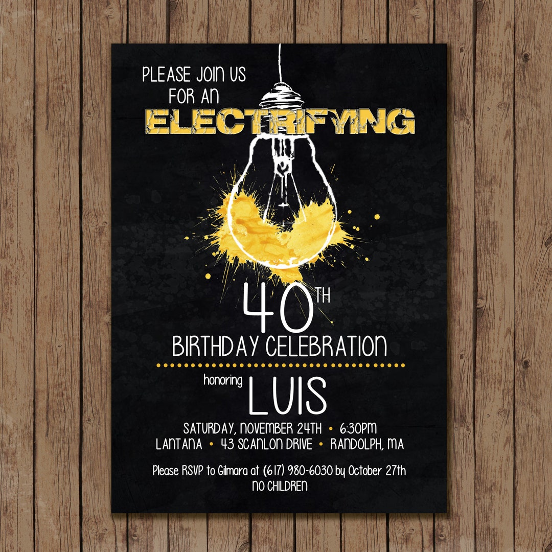 Electric 40th Birthday Invitations - 25 Printed - Etsy