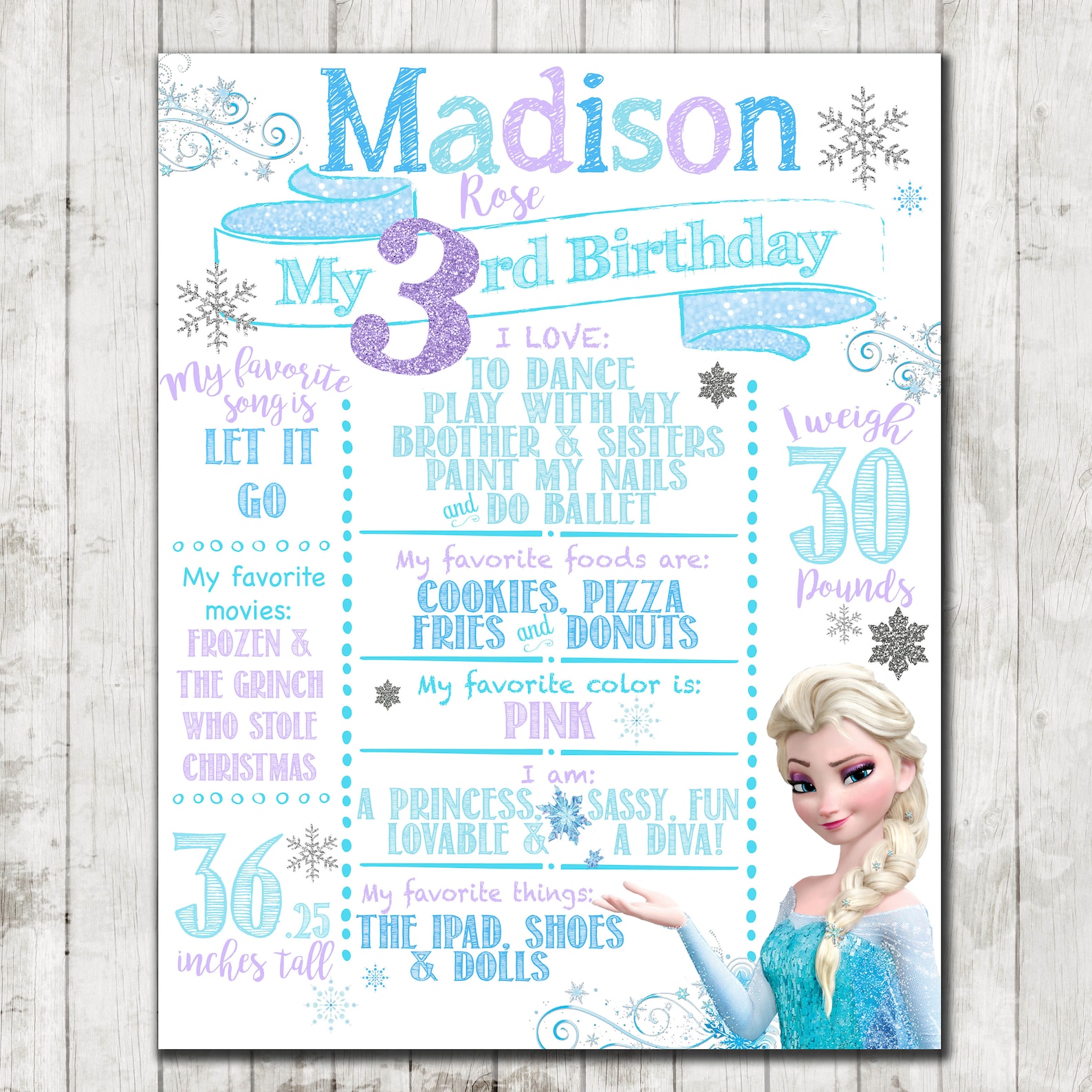 Elsa Frozen Birthday Poster High Resolution Digital File - Etsy