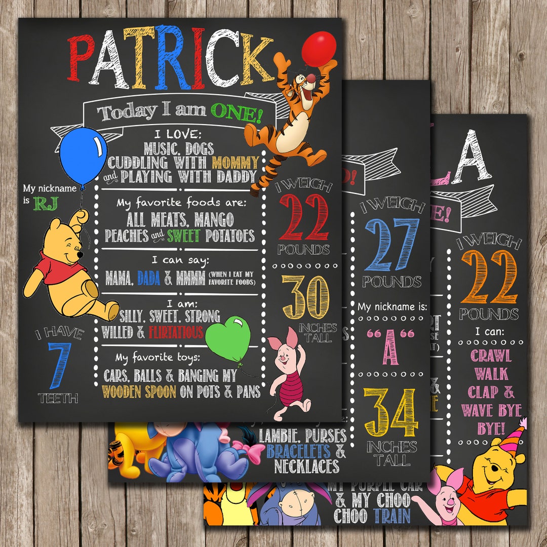 Winnie the Pooh Birthday Chalkboard- High Resolution Digital File - Etsy