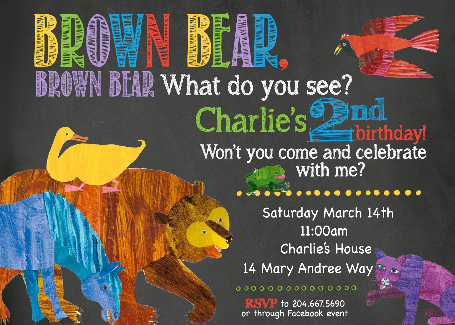 Brown Bear, Brown Bear Birthday Invitation or Birthday Announcement ...