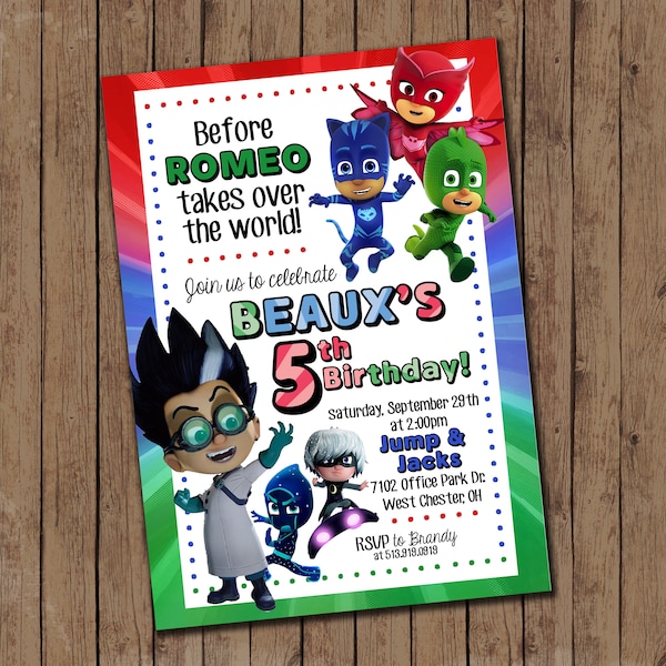 Pj Masks Invitation - Etsy