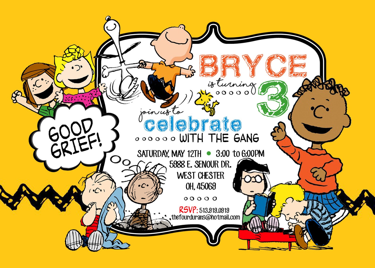 Charlie Brown Inspired Birthday Invitation High Resolution - Etsy