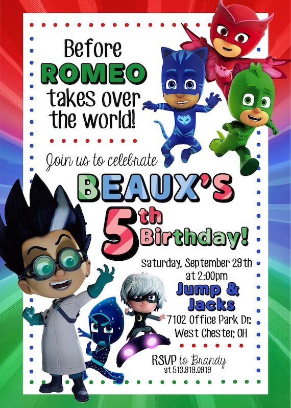Invitaciones De Pj Mask Invitación Digital Pj Masks Ululette