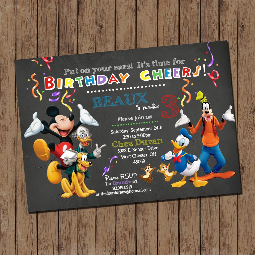 Mickey Mouse Clubhouse Inspired Birthday Invitation - High Resolution ...