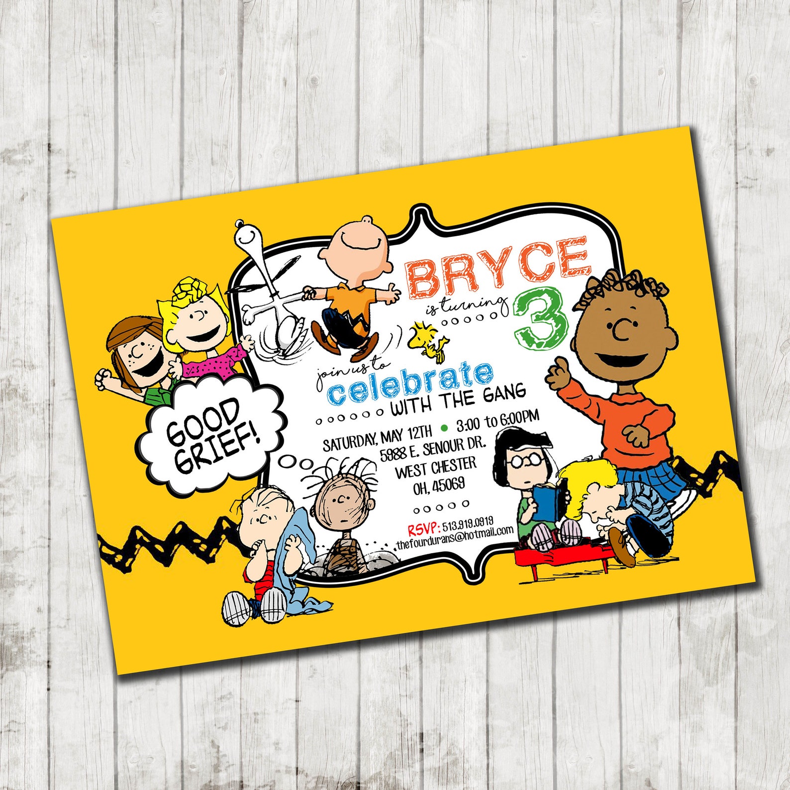 Charlie Brown Inspired Birthday Invitation High Resolution - Etsy
