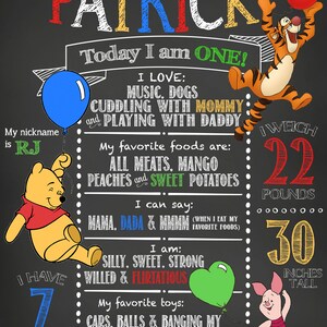 Winnie the Pooh Birthday Chalkboard- High Resolution Digital File - Etsy