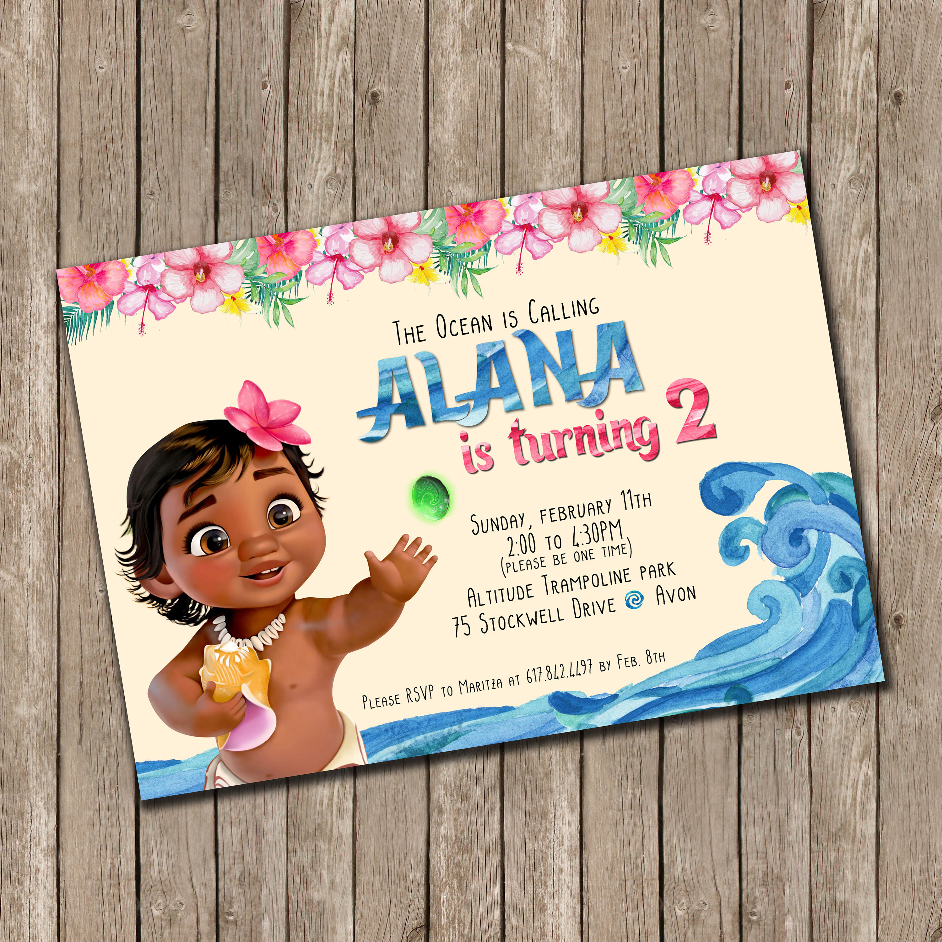 Baby Moana Birthday Invitation High Resolution Digital File - Etsy
