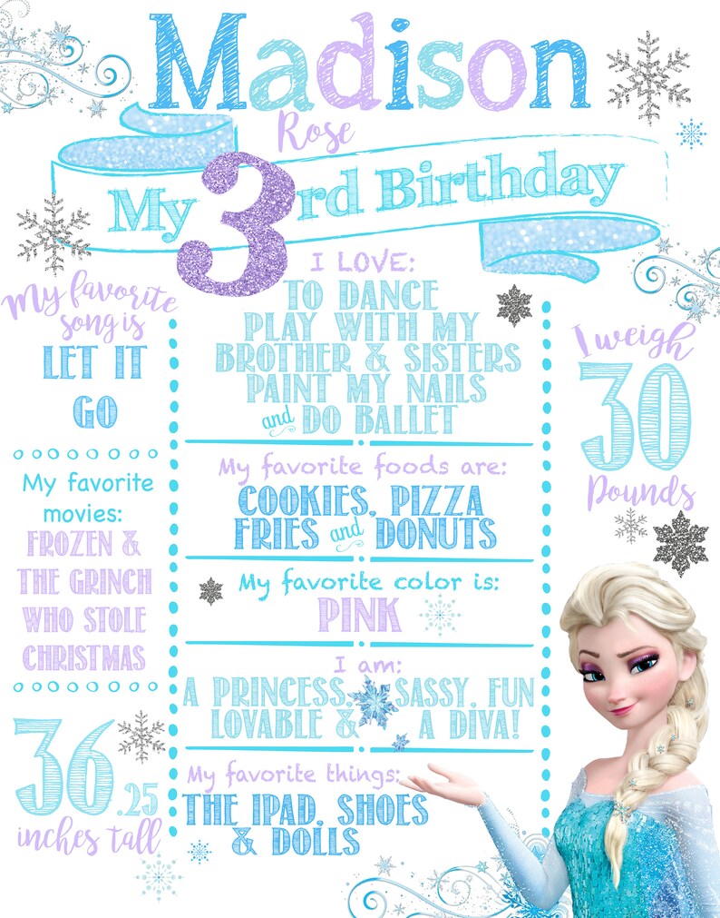 Elsa Frozen Birthday Poster- High Resolution Digital File - Etsy