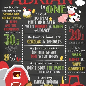 On the Farm- Barnyard- Birthday Chalkboard- High Resolution Digital ...