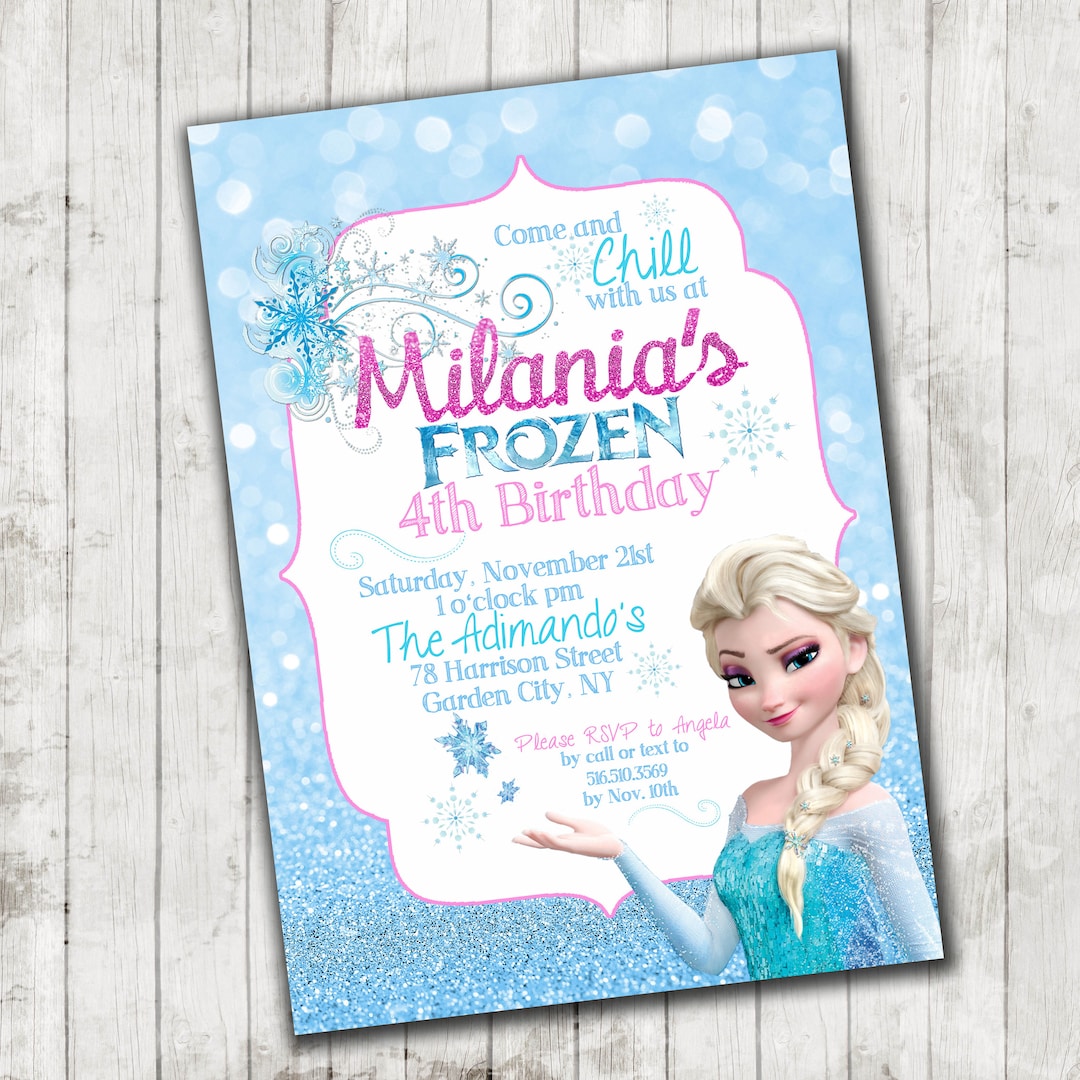 Elsa Frozen Inspired Birthday Invitation High Resolution Digital File