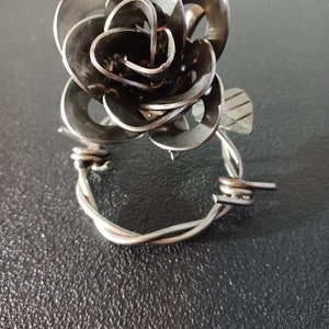 Original Silver Barbed Wire Stem Immortal Rose, Recycled Metal Rose ...