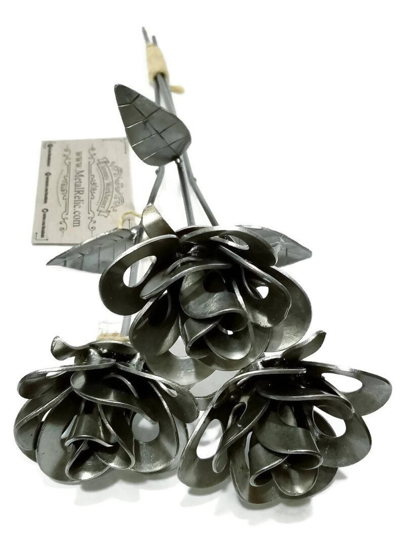 Three Metal Roses Welded Steel Roses Recycled Metal Roses - Etsy