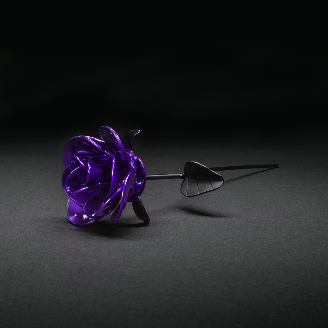 Purple and Black Immortal Rose, Recycled Metal Rose, Steel Rose ...